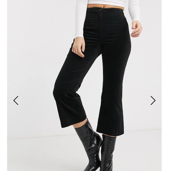 Monki | Pants & Jumpsuits | Monki Wendy Velvet Flared Cropped Pants In ...